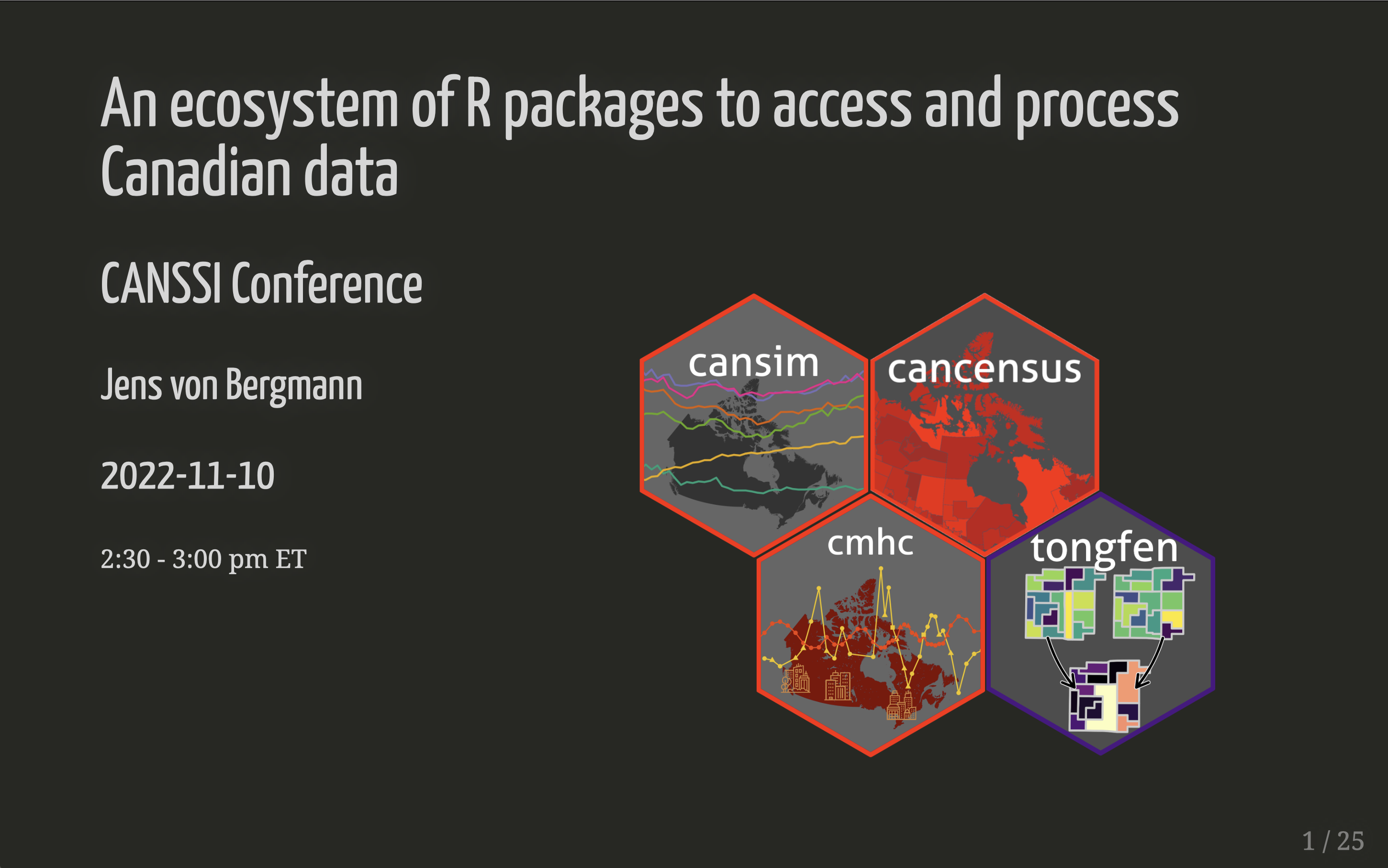 An ecosystem of R packages to access and process Canadian data